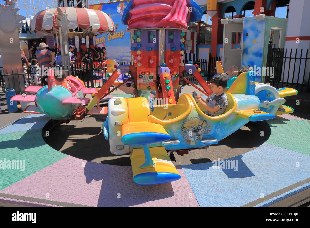 People visit Luna Park amusement park in Melbourne Australia Stock ...