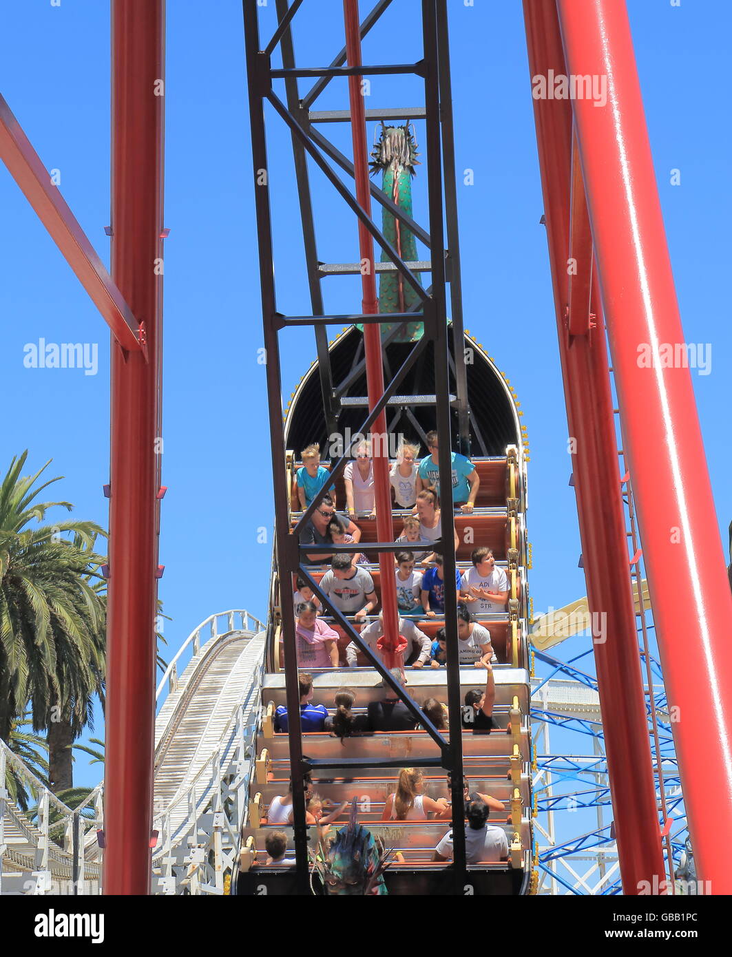 People visit Luna Park amusement park in Melbourne Australia Stock ...