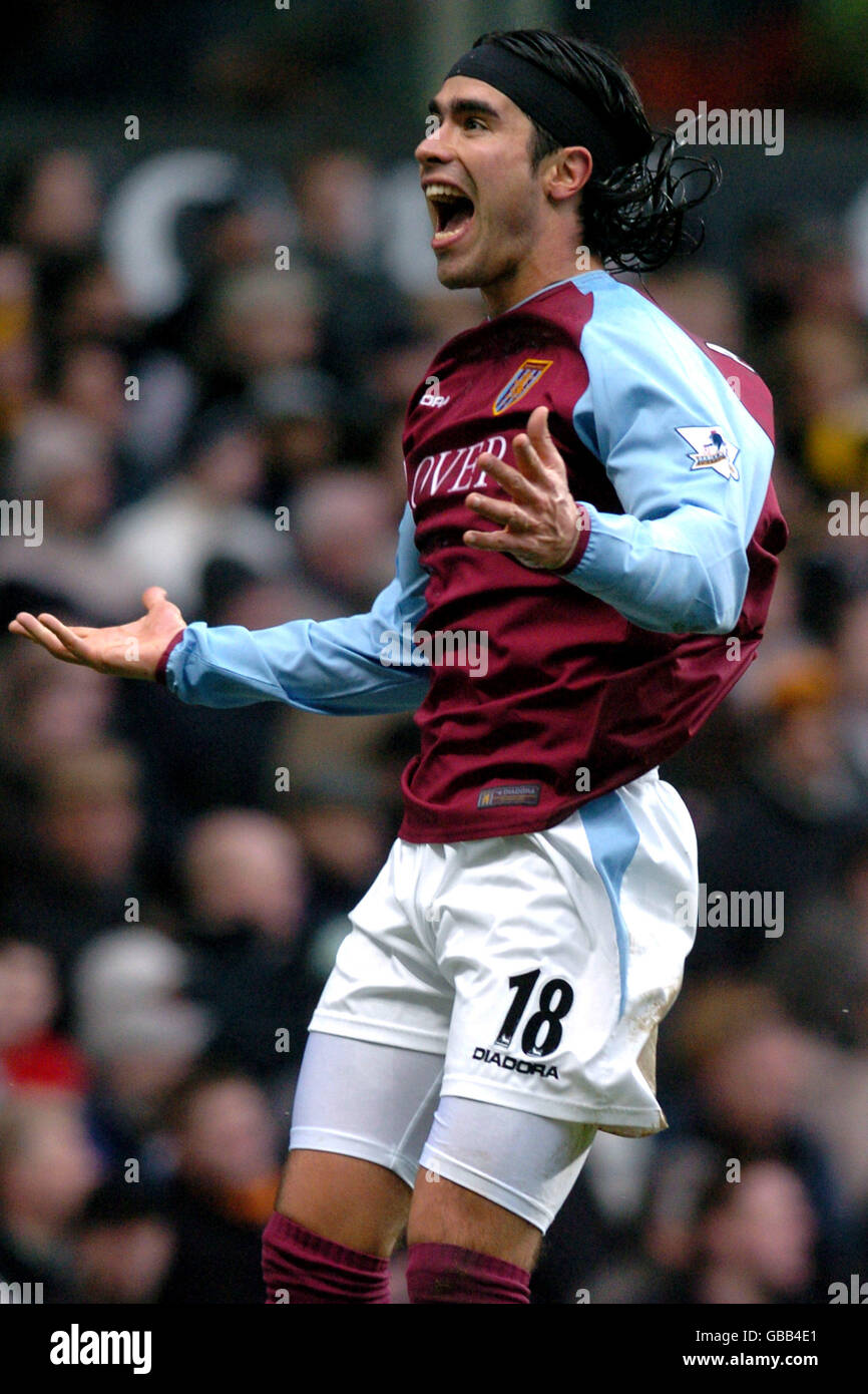 Aston Villa's Juan Pablo Angel celebrates scoring a second goal Stock ...