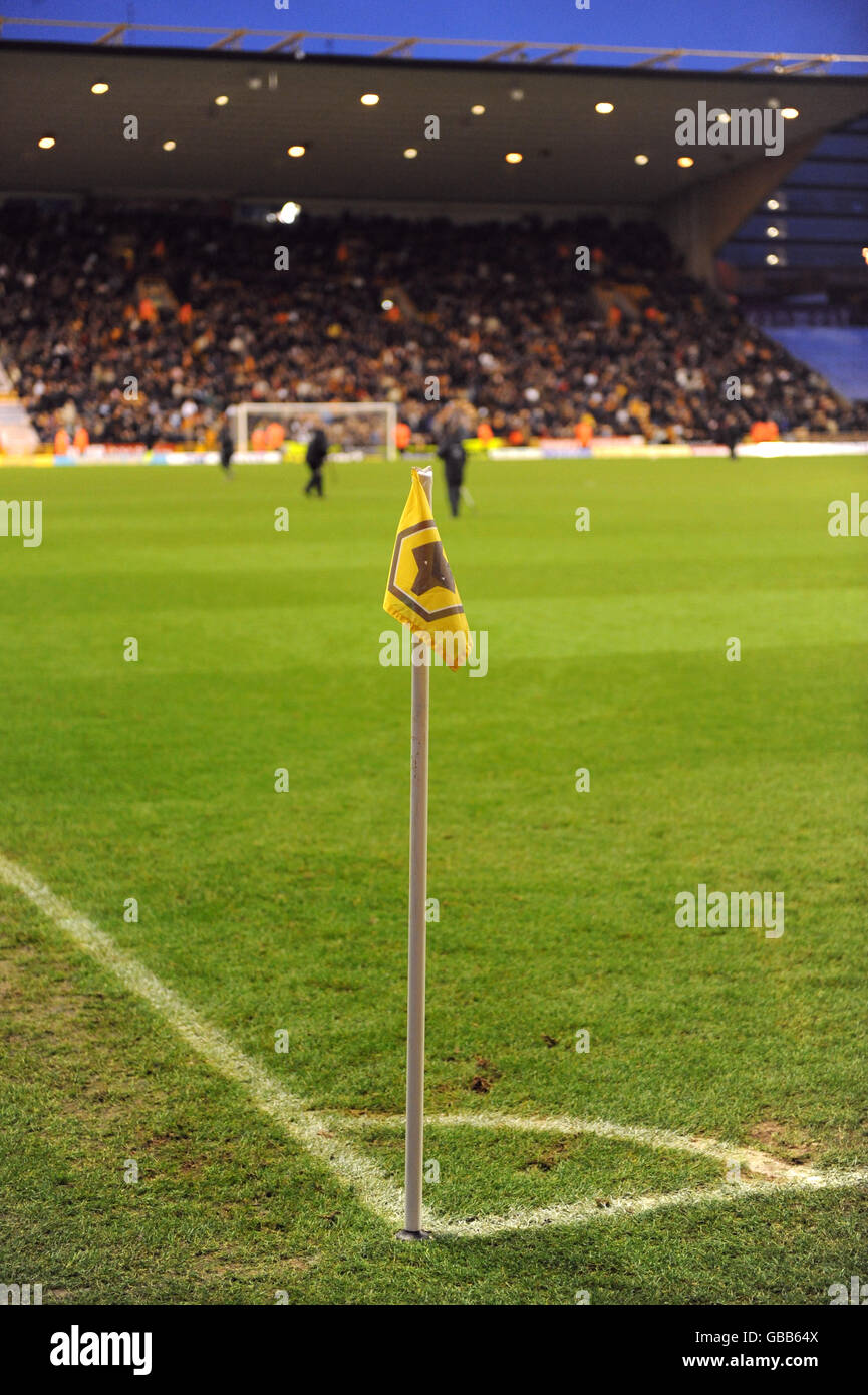 A general view of a corner flag at Molineux stadium, Home of ...