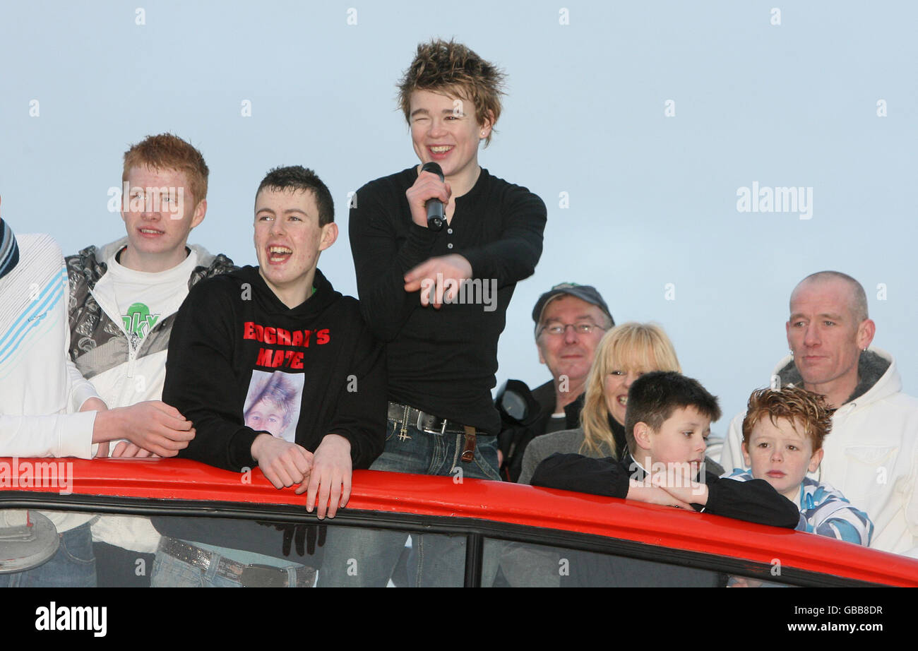 X Factor finalist Eoghan Quigg homecoming Stock Photo - Alamy