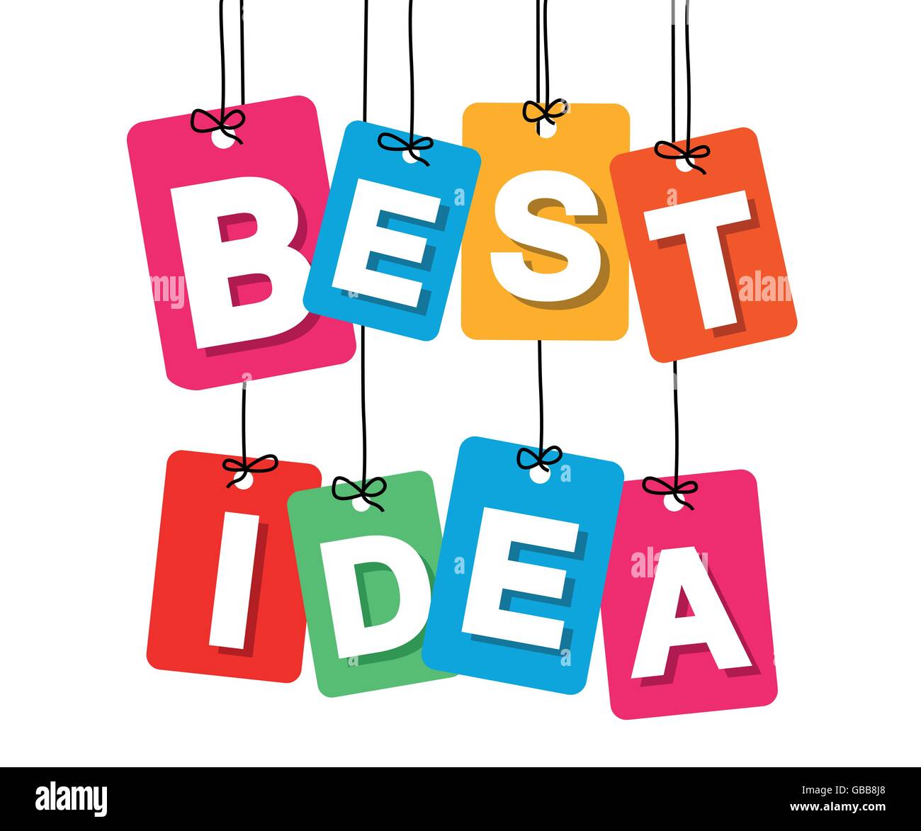 Vector colorful hanging cardboard. Tags - best idea Stock Vector Image ...