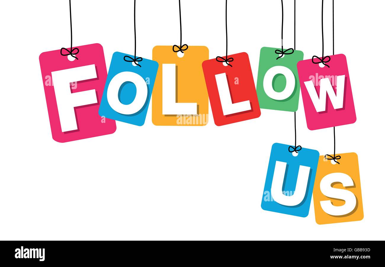 Follow us label hi-res stock photography and images - Alamy