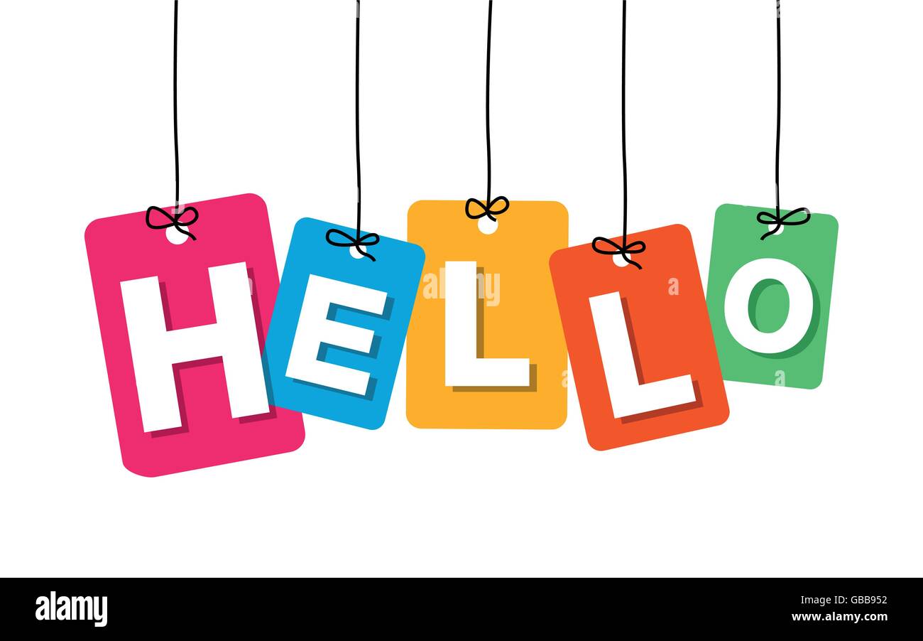 Vector colorful hanging cardboard. Tags - hello Stock Vector Image ...