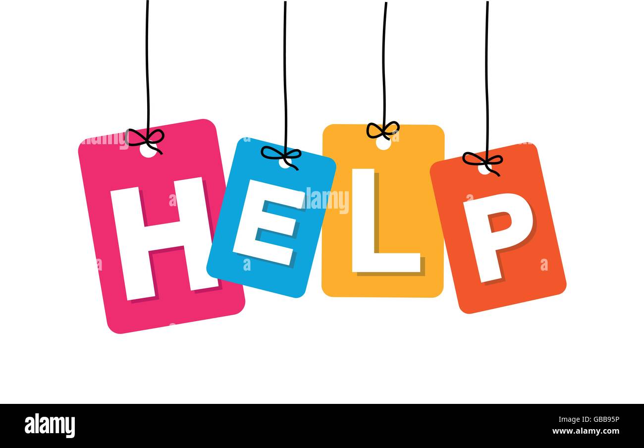 Vector colorful hanging cardboard. Tags - help Stock Vector Image & Art ...