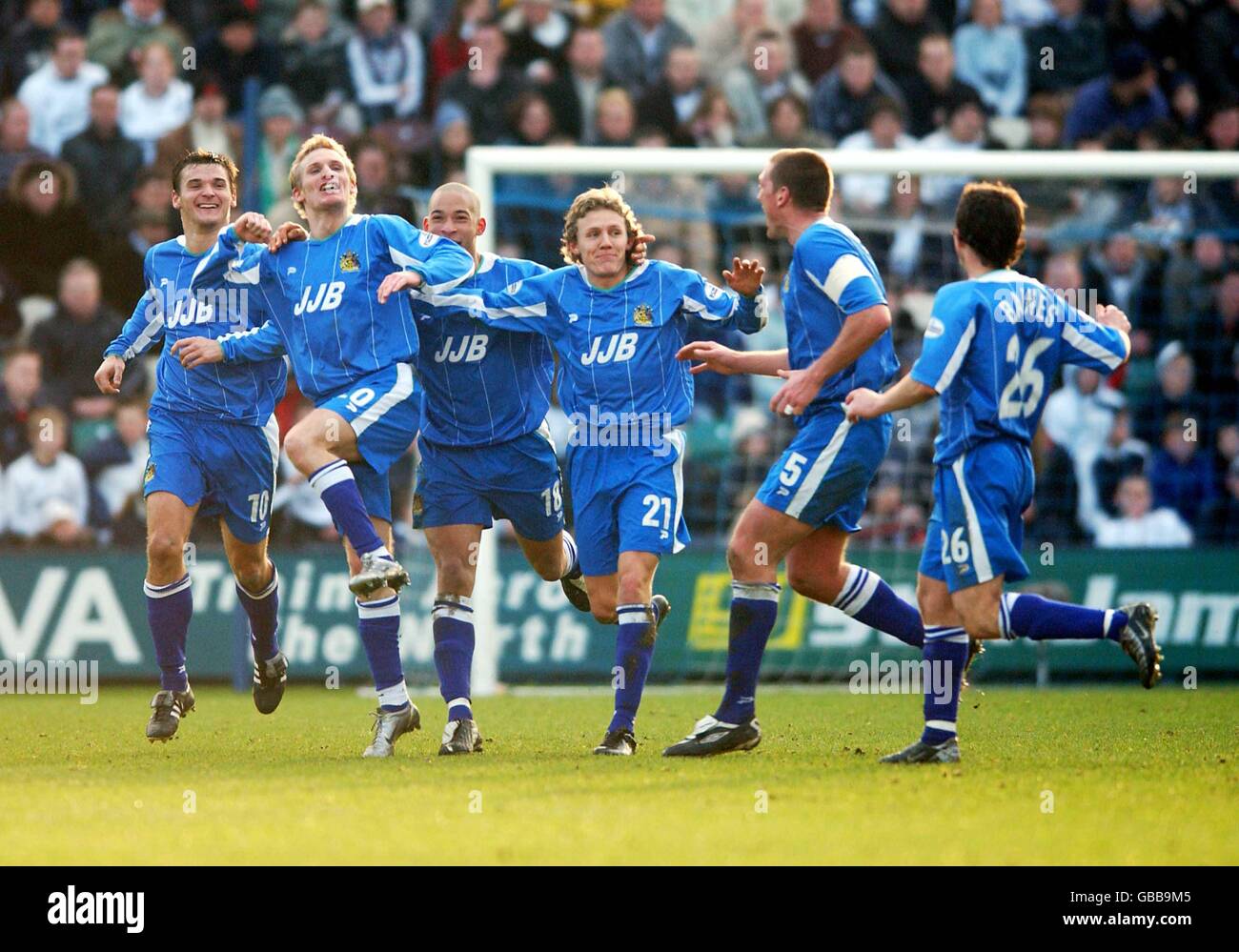 Wigan Athletic's Gary Teale (2nd from l) celebrates scoring the 3rd ...