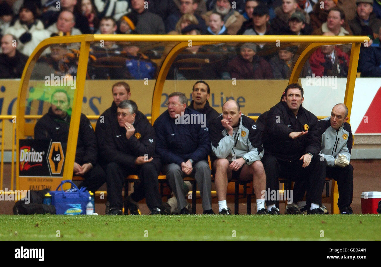 Manchester United Manager Alex Ferguson On The Bench High Resolution ...