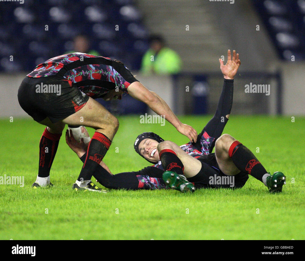 Edinburgh Rugby Simon Webster celebrates his try during the Magners ...