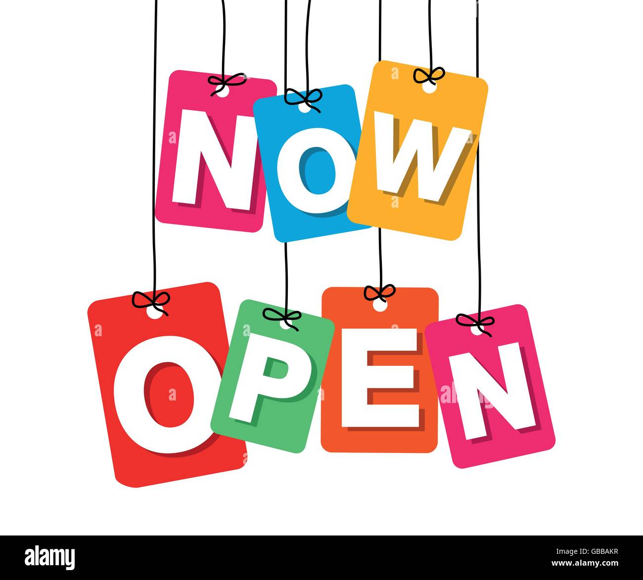 Vector colorful hanging cardboard. Tags - now open Stock Vector Image ...