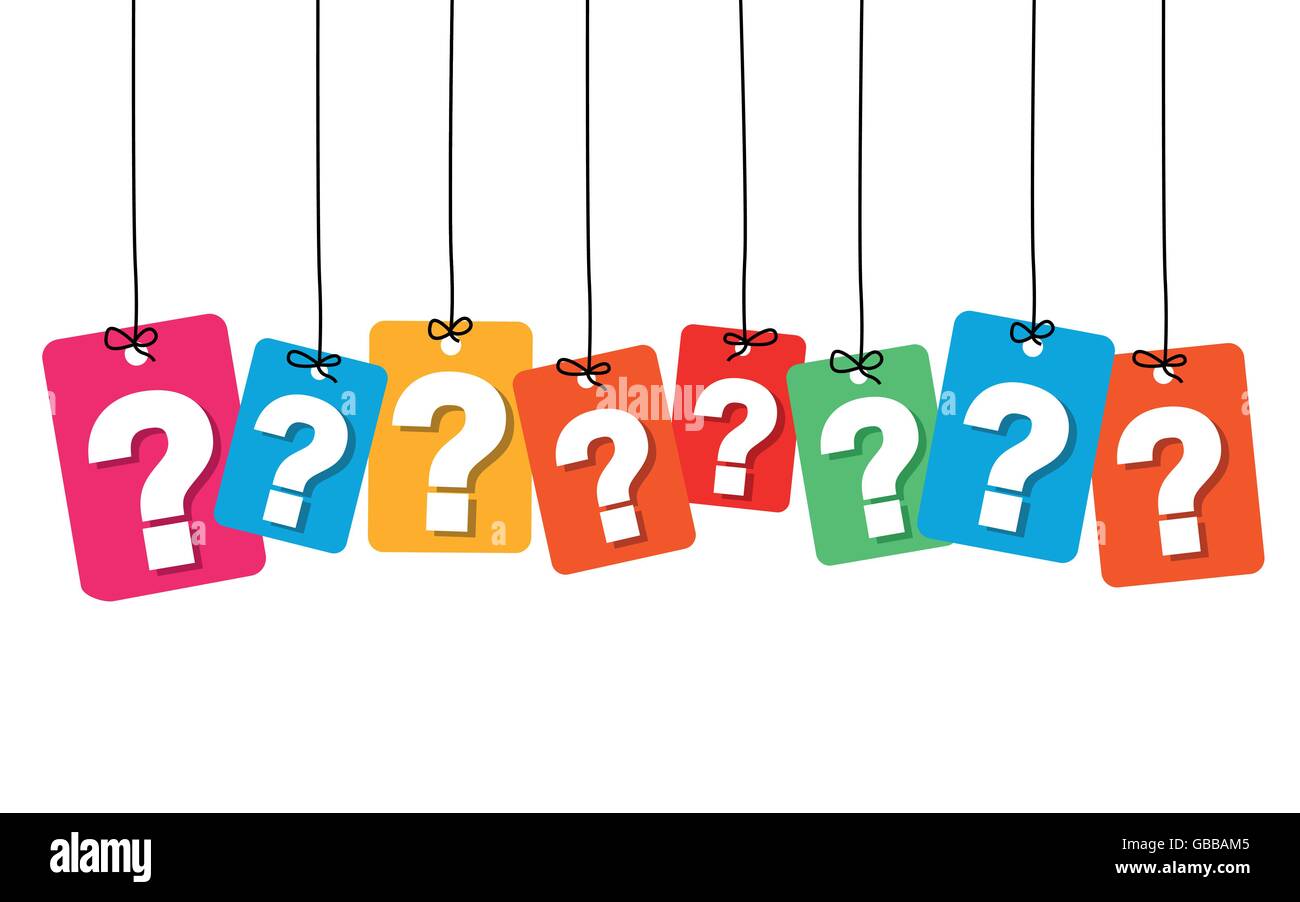 Vector colorful hanging cardboard. Tags - qwesteion Stock Vector Image ...