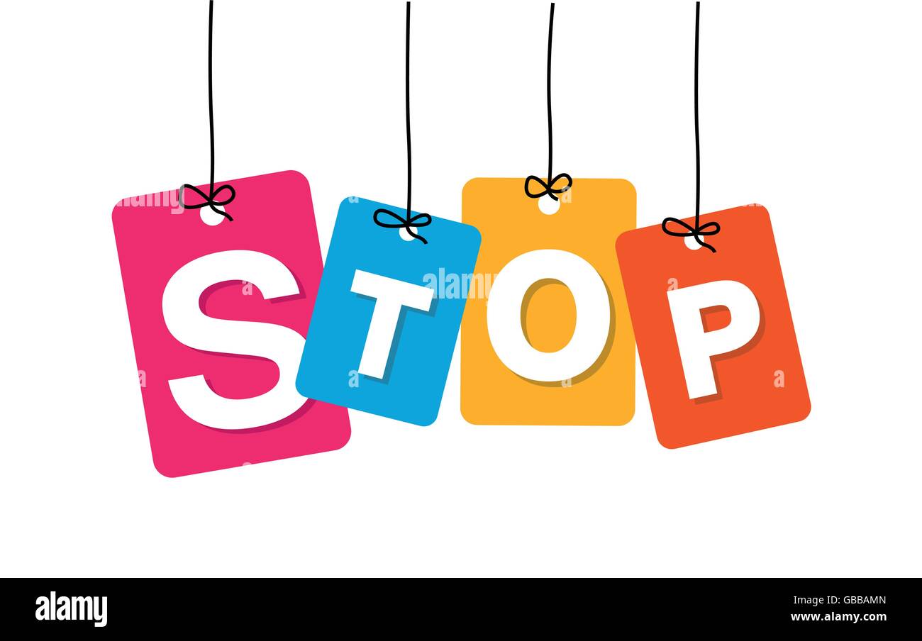 Vector colorful hanging cardboard. Tags - stop Stock Vector Image & Art ...