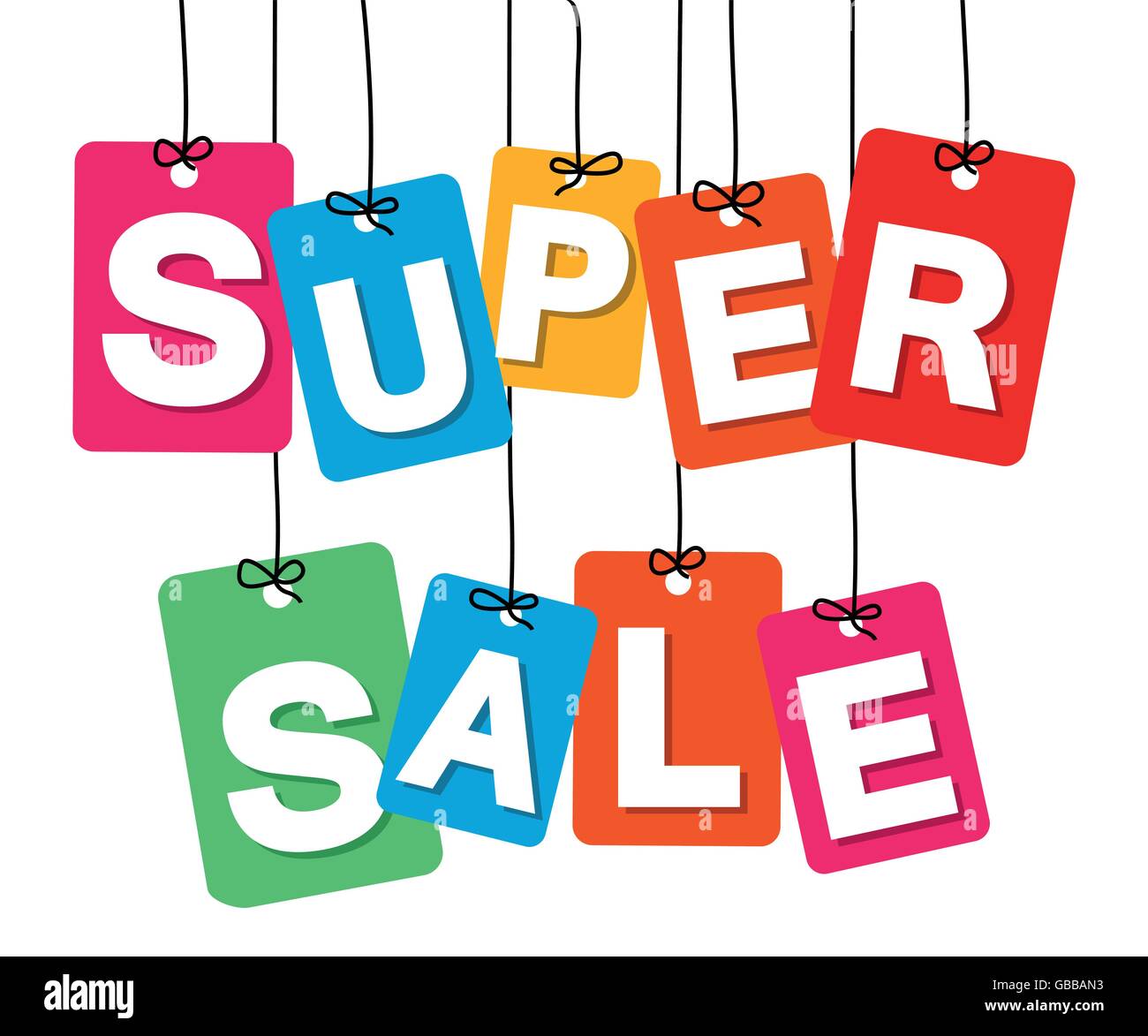 Vector colorful hanging cardboard. Tags - super sale Stock Vector Image ...