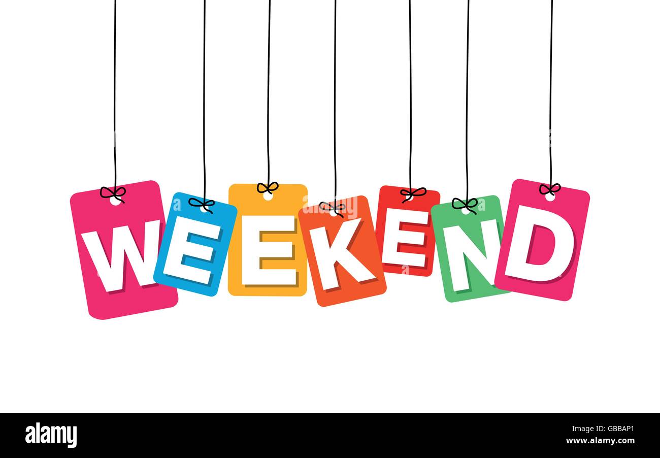 Vector colorful hanging cardboard. Tags - weekend Stock Vector Image ...