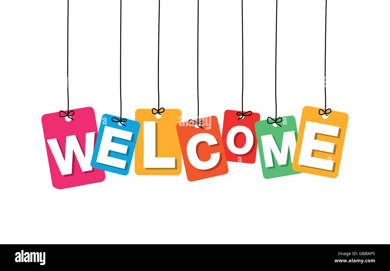 Vector colorful hanging cardboard. Tags - welcome Stock Vector Image ...