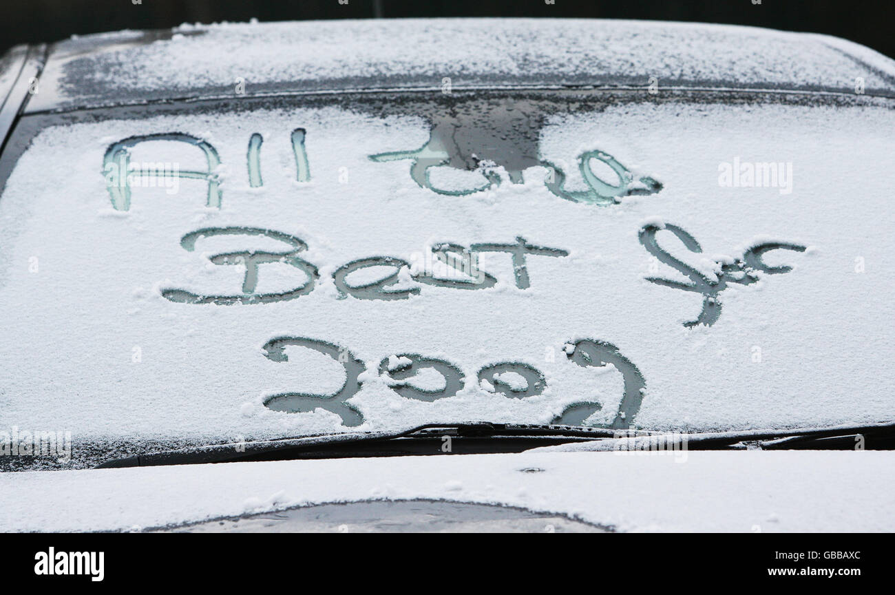 A message written in the snow on a car windscreen in Liverpool after ...
