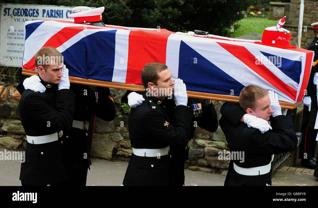 Uniform respect tribute coffin funeral carrying union jack flag hat hi ...
