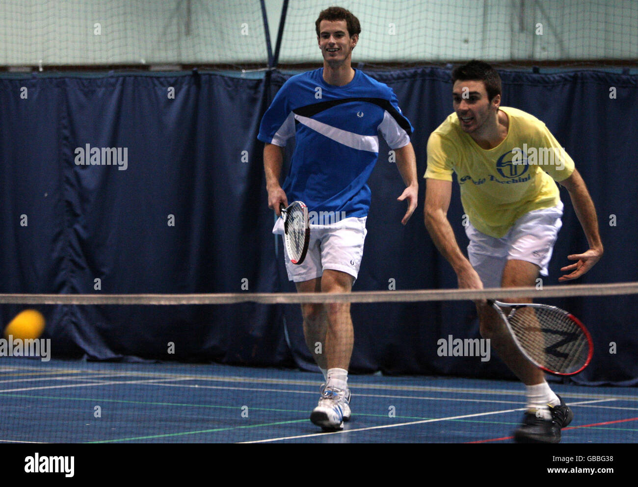 Andy Murray (left) plays with friend Colin Fleming against brother ...
