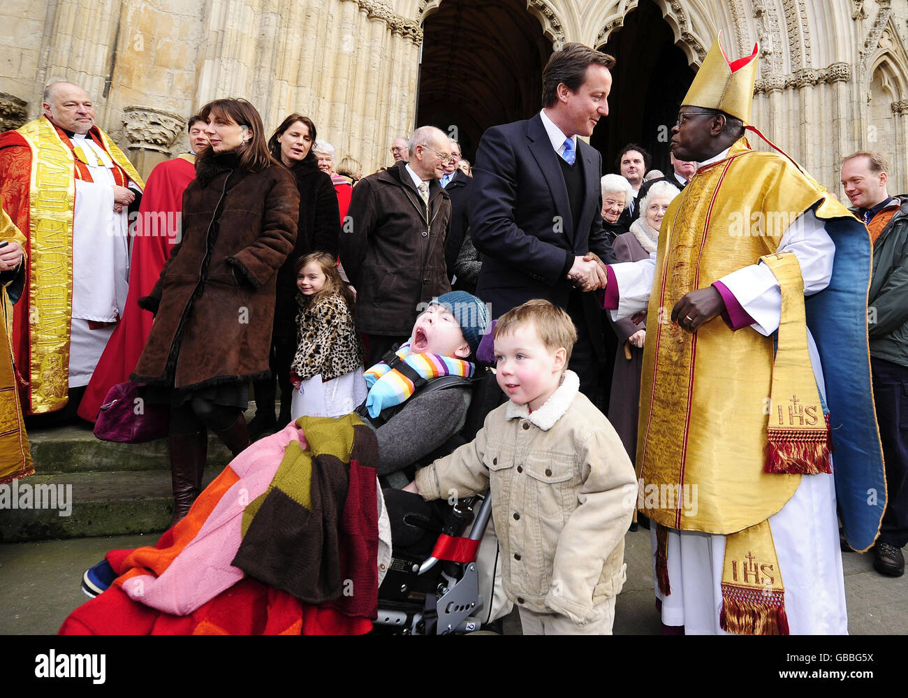 Conservative party leader David Cameron and his children Ivan (centre ...