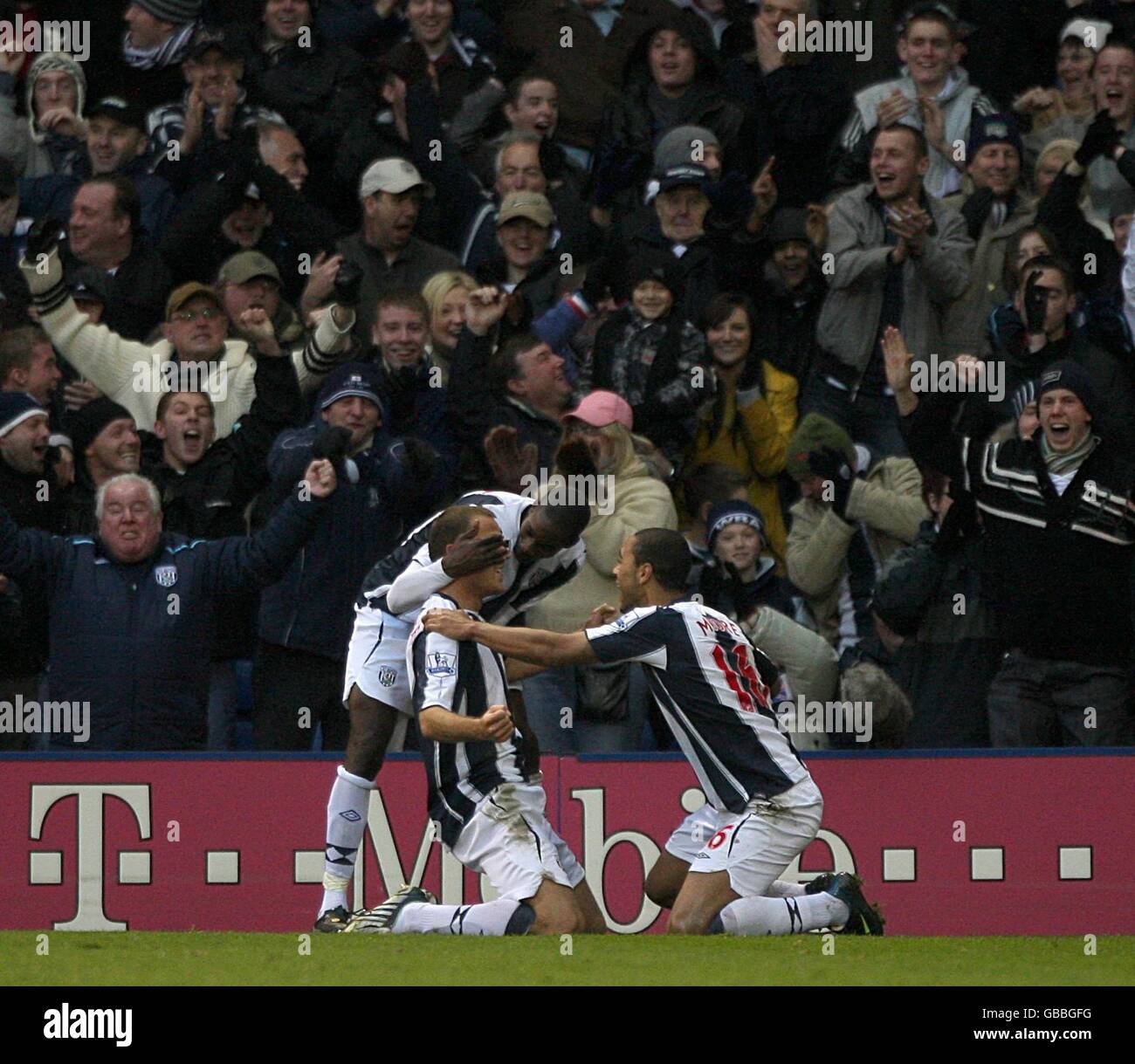 West Bromwich Albion's Roman Bednar (c) celebrates with his team mates ...
