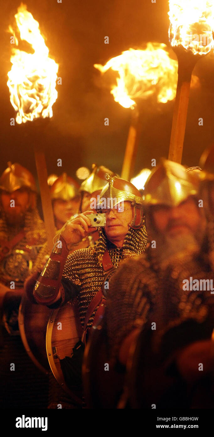 Vikings on Carlton Hill during the torchlight parade as part of ...
