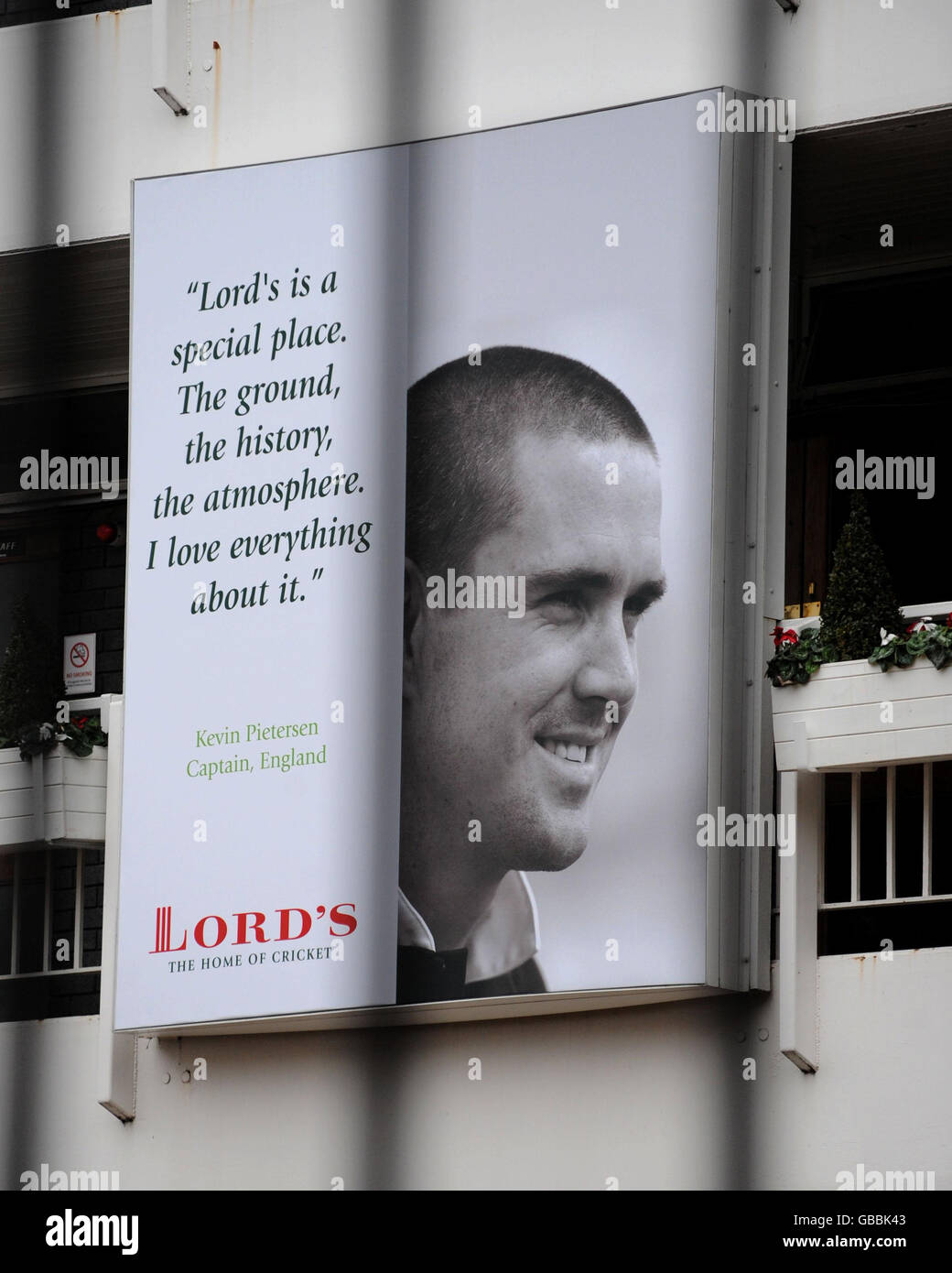 A poster of Kevin Pietersen inside the Grace Gates at Lord's Stock ...
