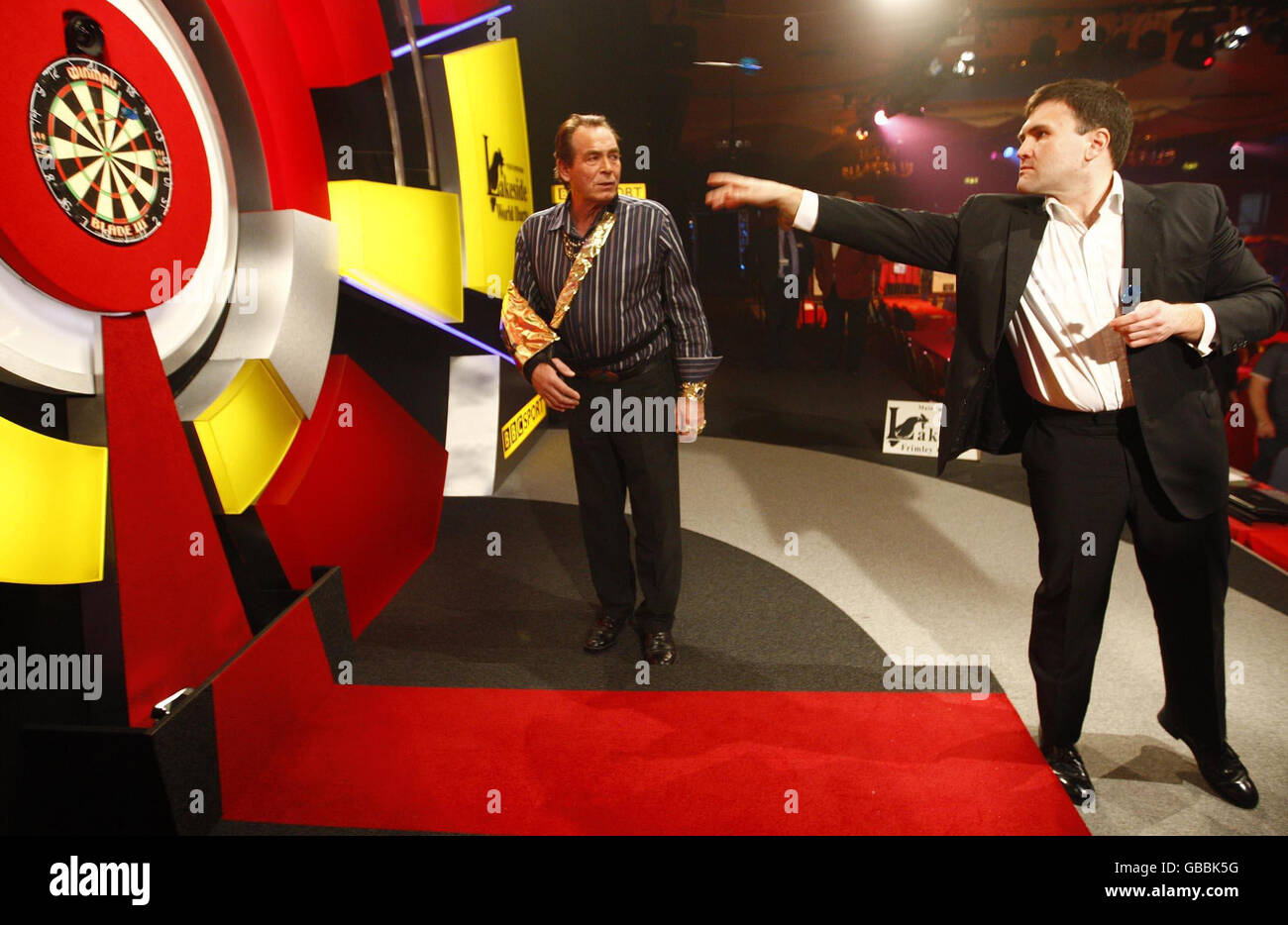 Minister for further Education Sion Simon (right) with Bobby George on ...