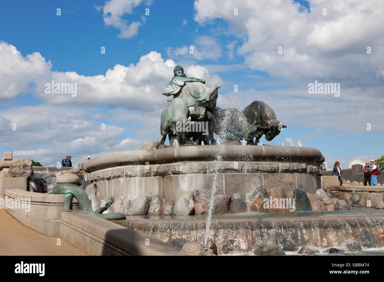 The Gefion Fountain (Gefionspringvandet) on the harbour front at the ...