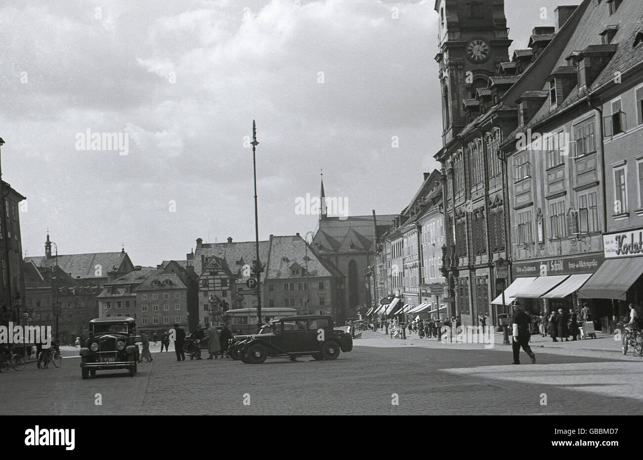 1930s, historical, pre-ww11 view of the medieval city of Cheb (Eger) in ...