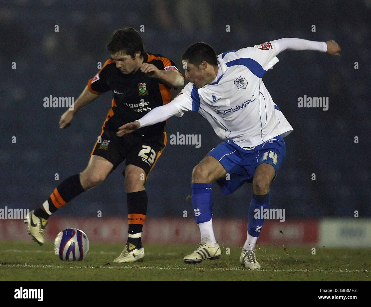 Barnet's Ryan Burge and Bury's Mike Jones during the Coca-Cola League ...