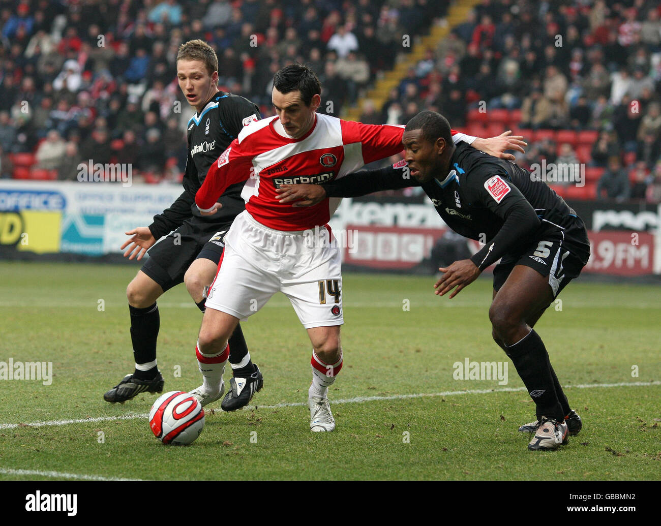 Charlton Athletic's Matthew Spring and Nottingham Forest's Wes Morgan ...