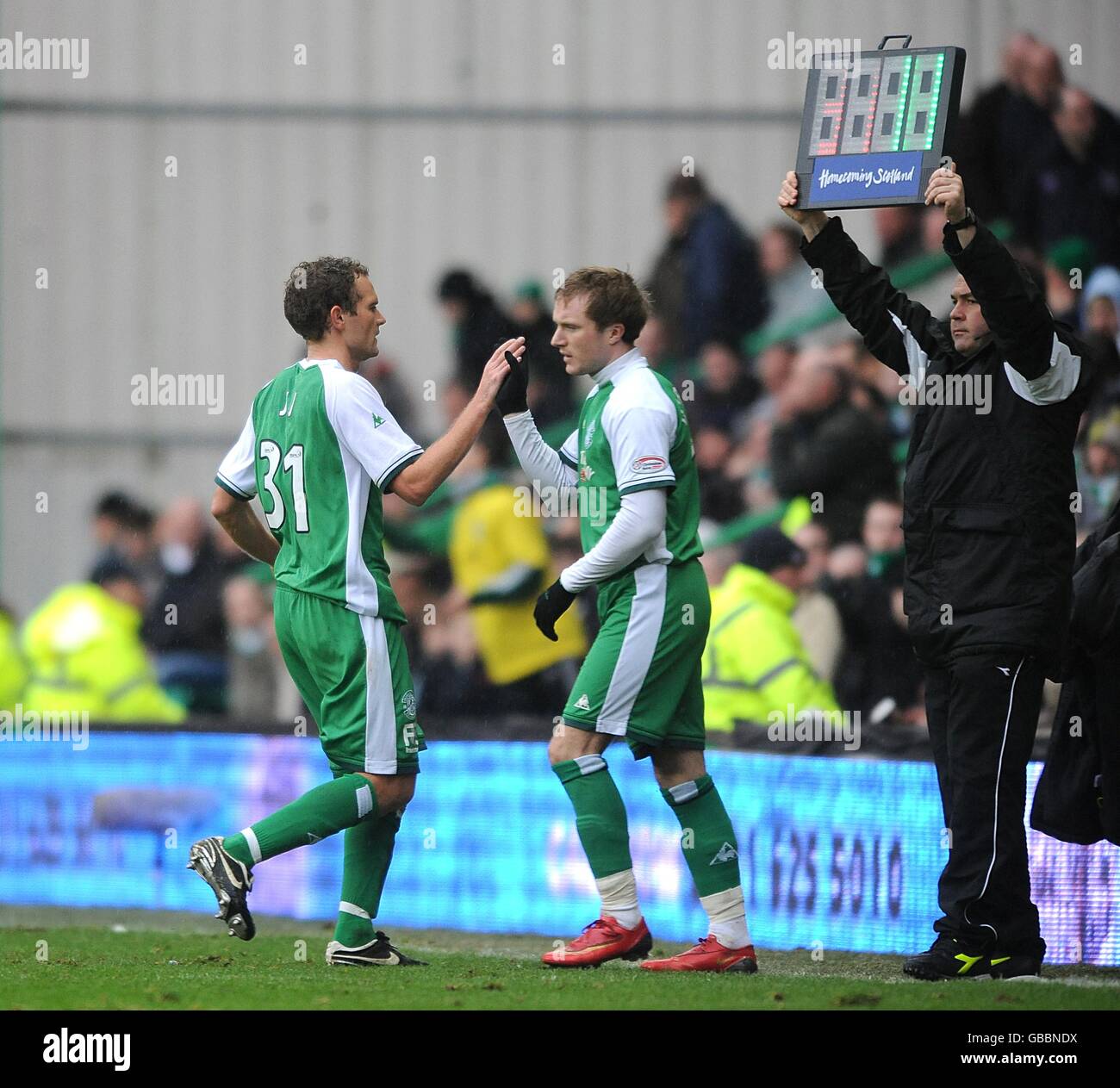 Hibernian's Alan O'Brien comes off the bench to replace teammate ...