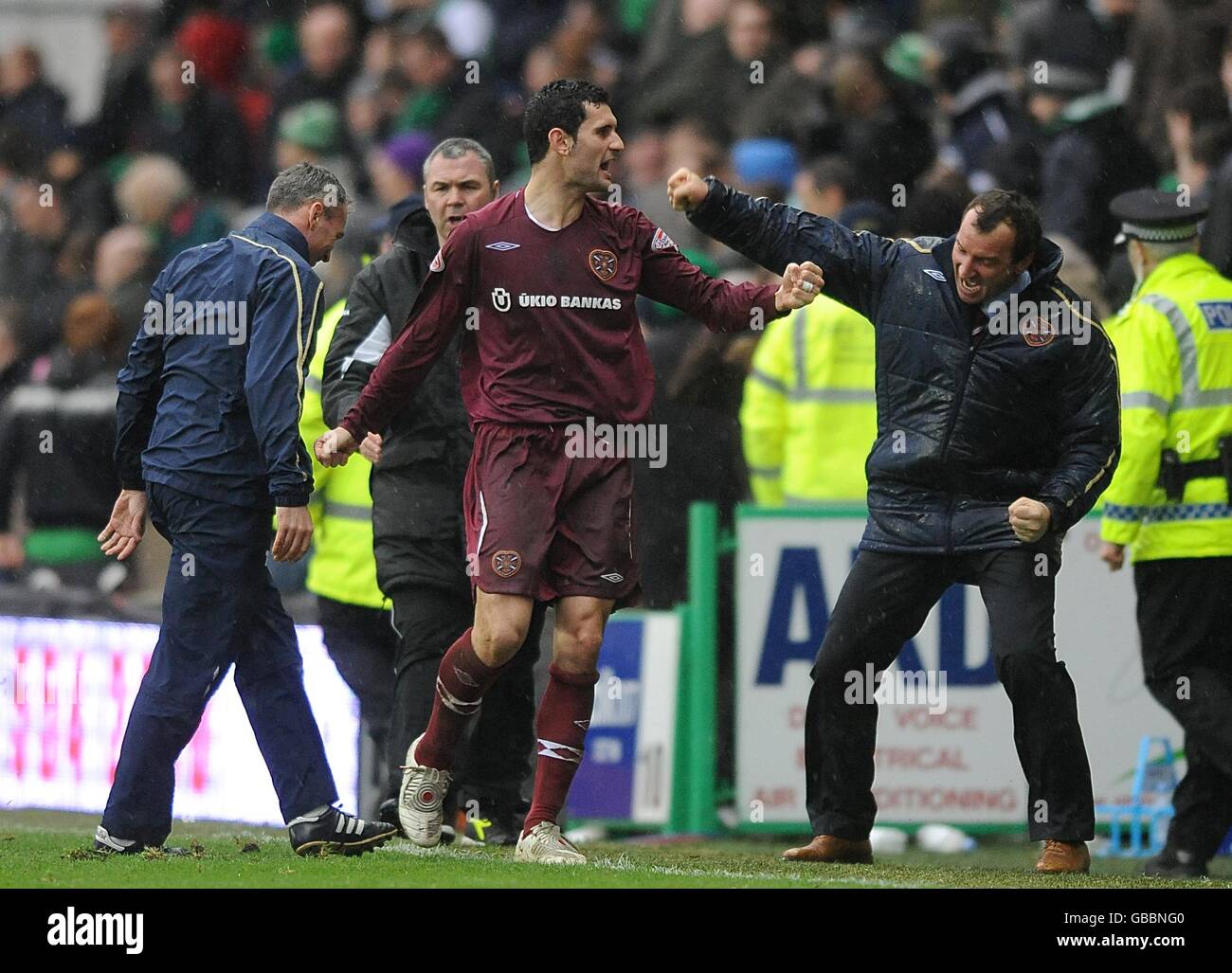 Heart Of Midlothian's Christos Karipidis celebrates his sides second ...