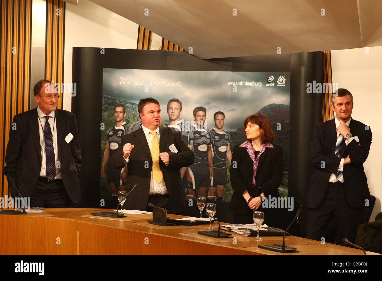 Scottish Rugby coach Frank Hadden beside Sarah Boyack M.S.P during the ...