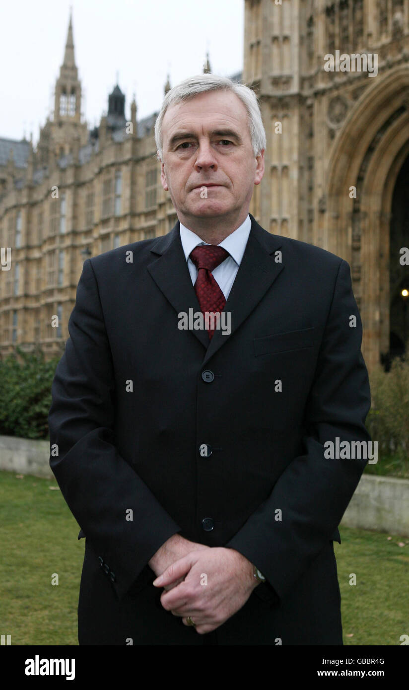 John McDonnell, MP for Hayes and Harlington, stands outside the Houses ...