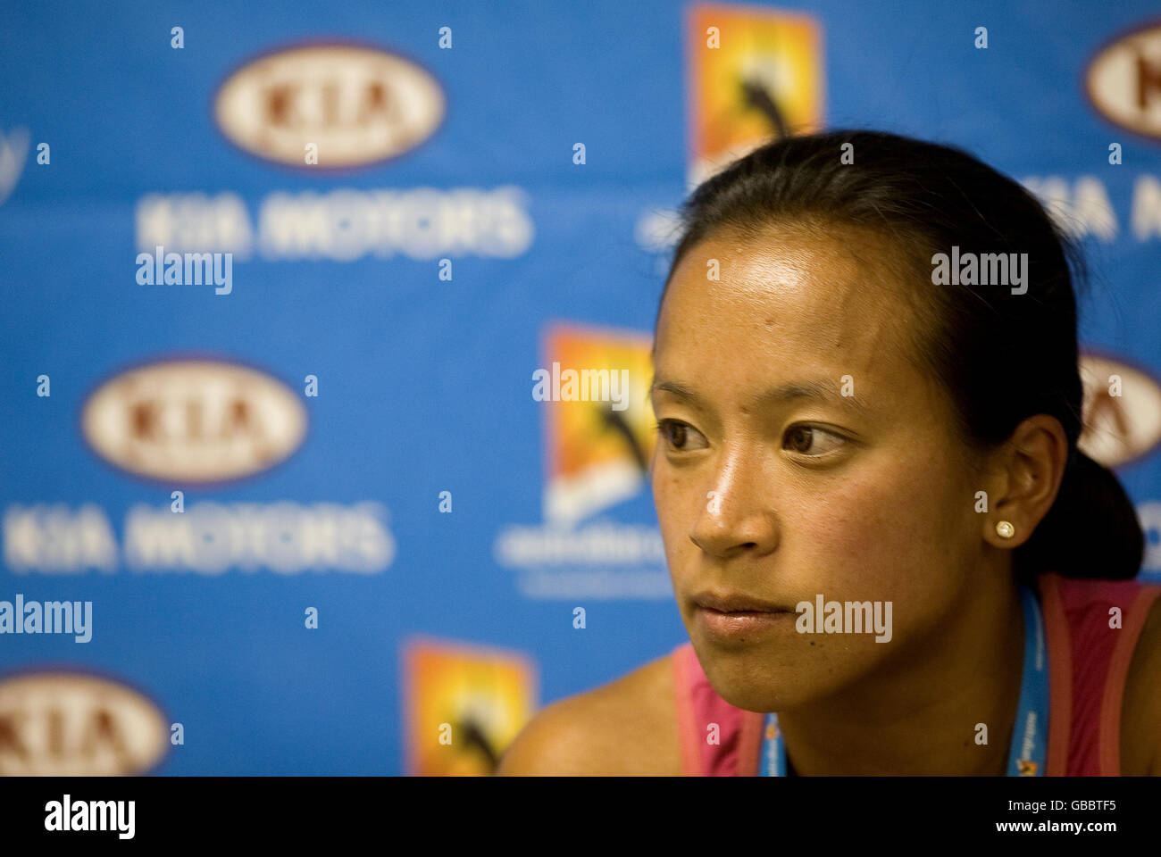 Great Britain's Anne Keothavong speaks in a press conference following ...