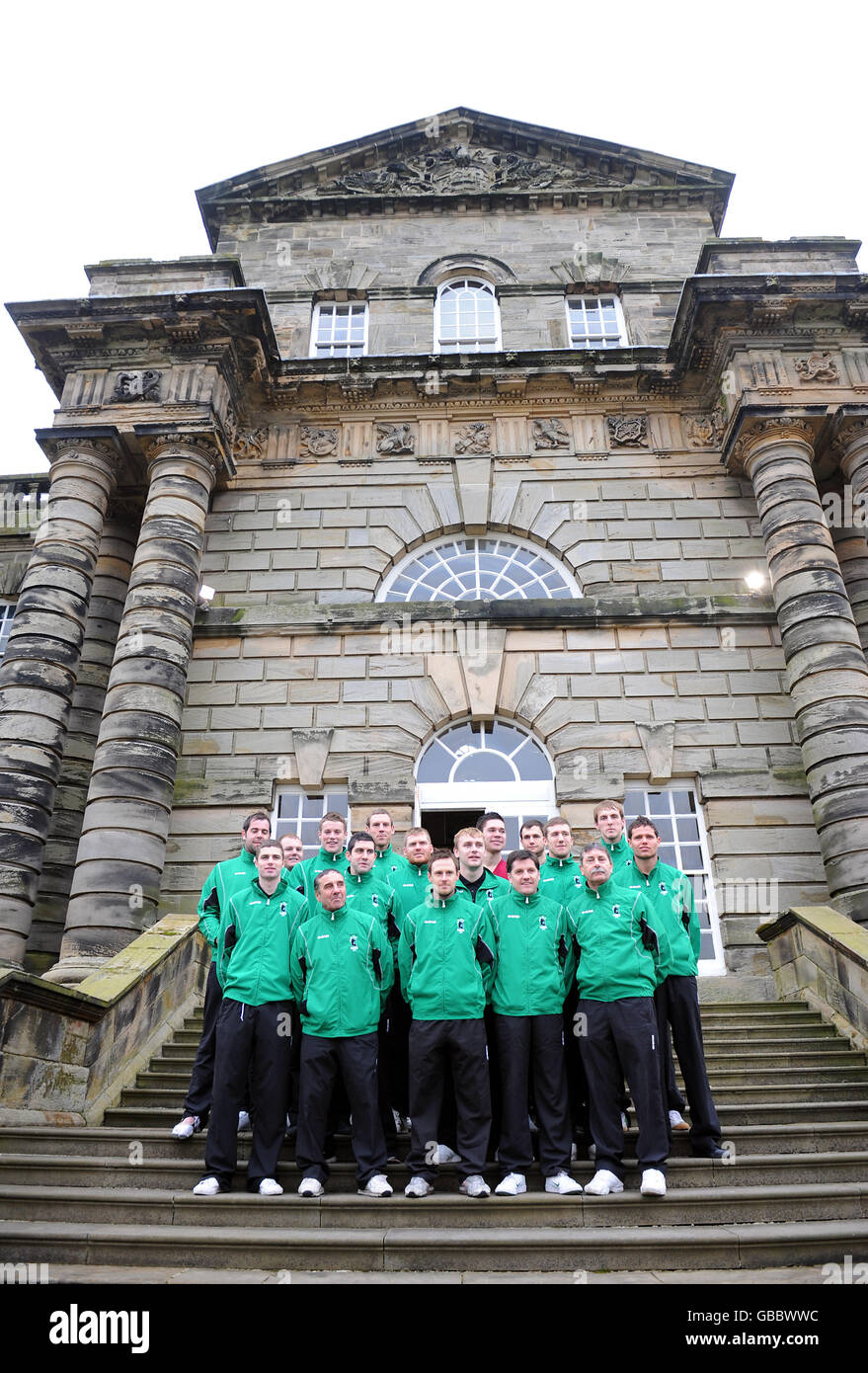 Blyth spartans fc pose in front seaton delaval hall hi-res stock ...
