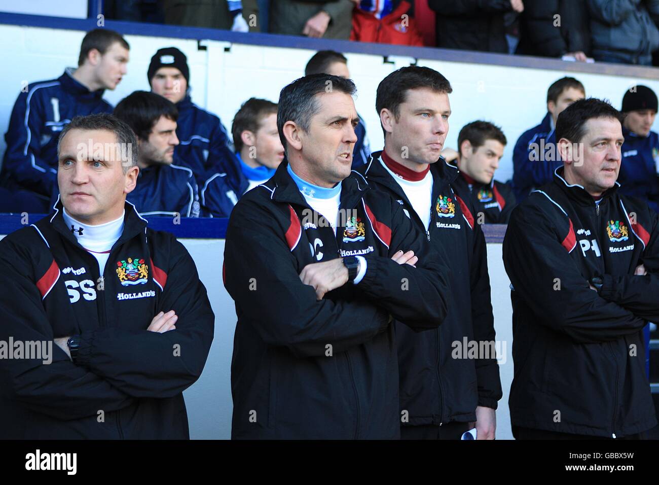 Burnley manager owen coyle c and his coaching staff hi-res stock ...