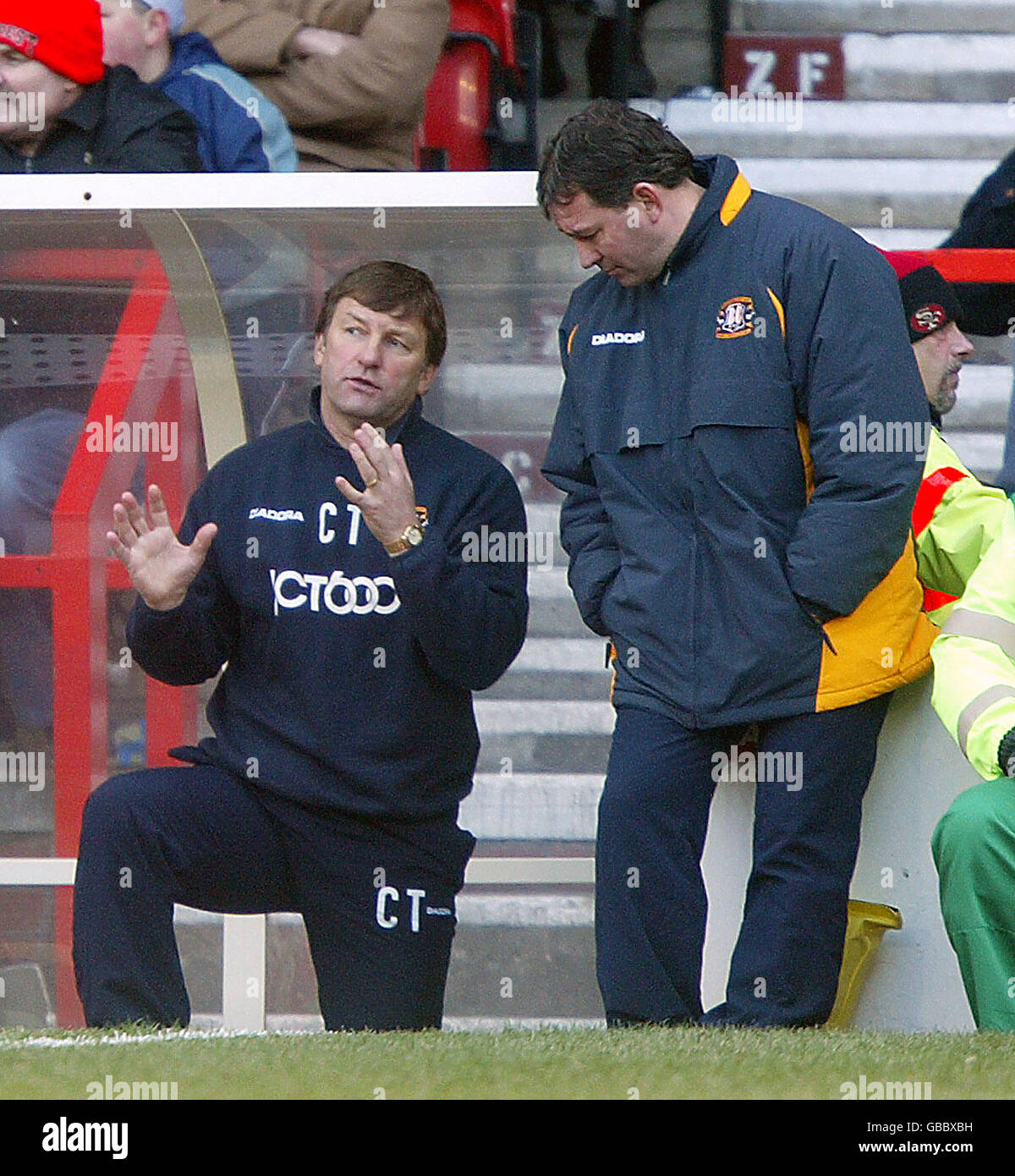 Bradford City's manager Bryan Robson with his assistant Colin Todd ...