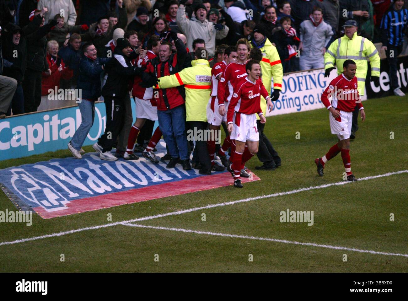 Nottingham Forest's players celebrate with the fans after Gareth ...