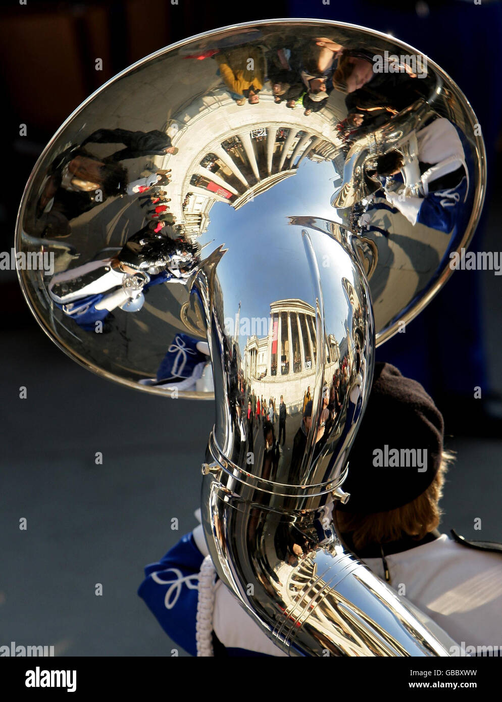 The National Gallery is seen reflected in the instruments of the ...