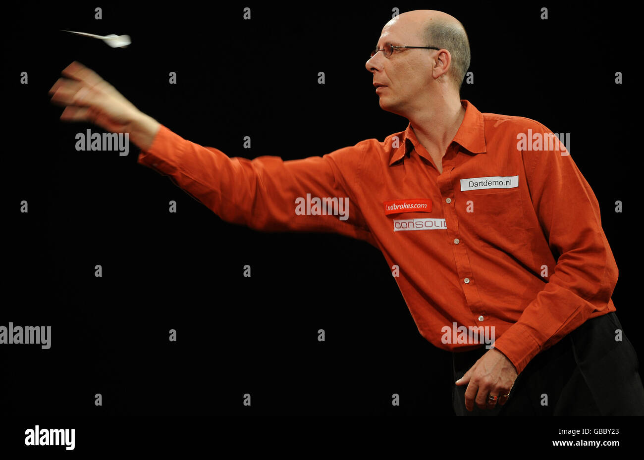 Co Stompe in action against Wayne Mardle during their third round match ...