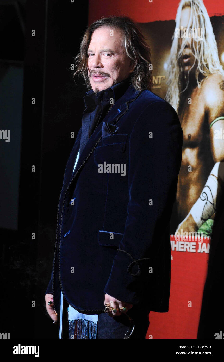 Mickey Rourke arrives at the premiere of The Wrestler at the Vue Cinema ...