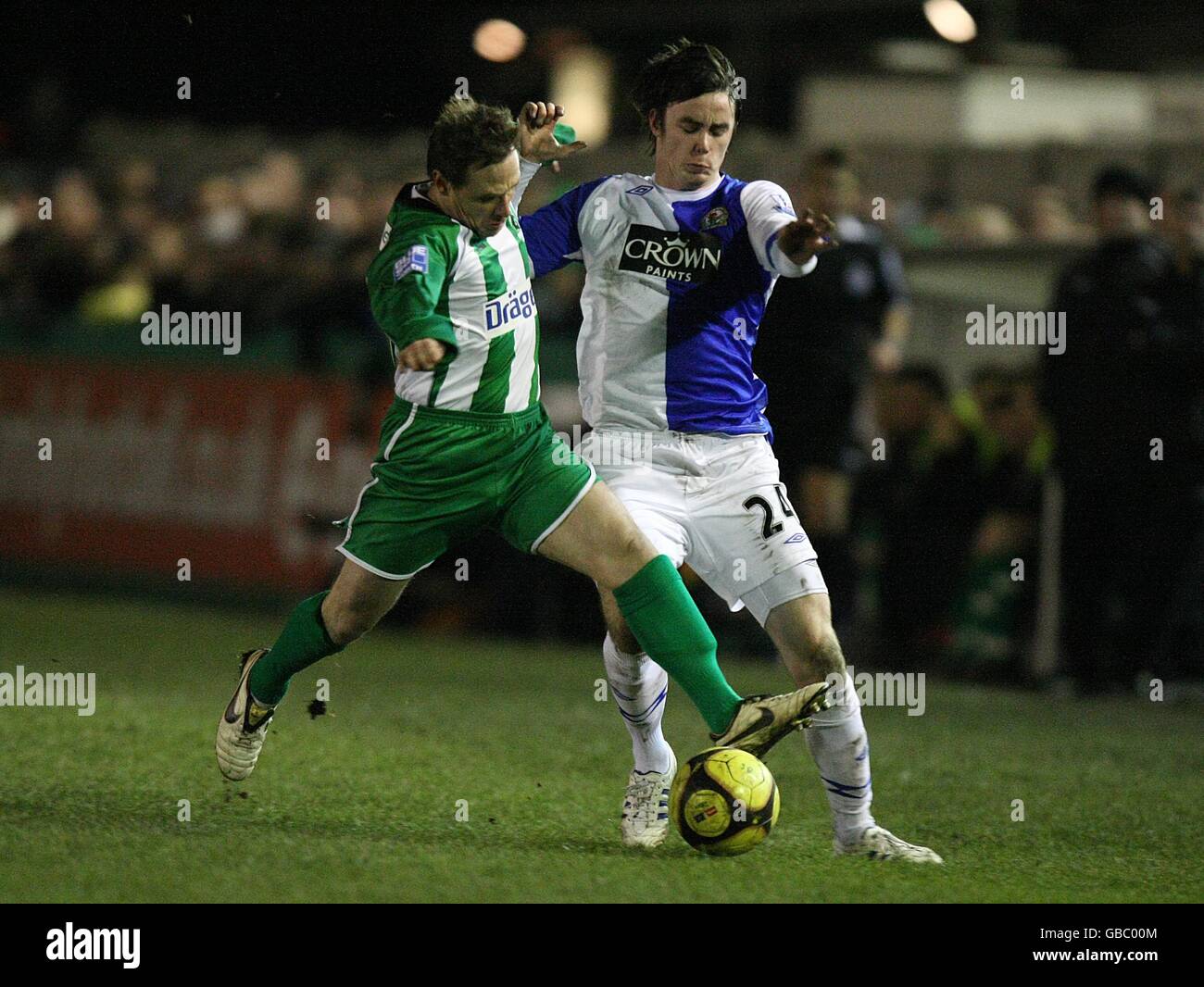Blackburn Rovers' Keith Treacy and Blyth Spartans' Andrew Wright battle ...