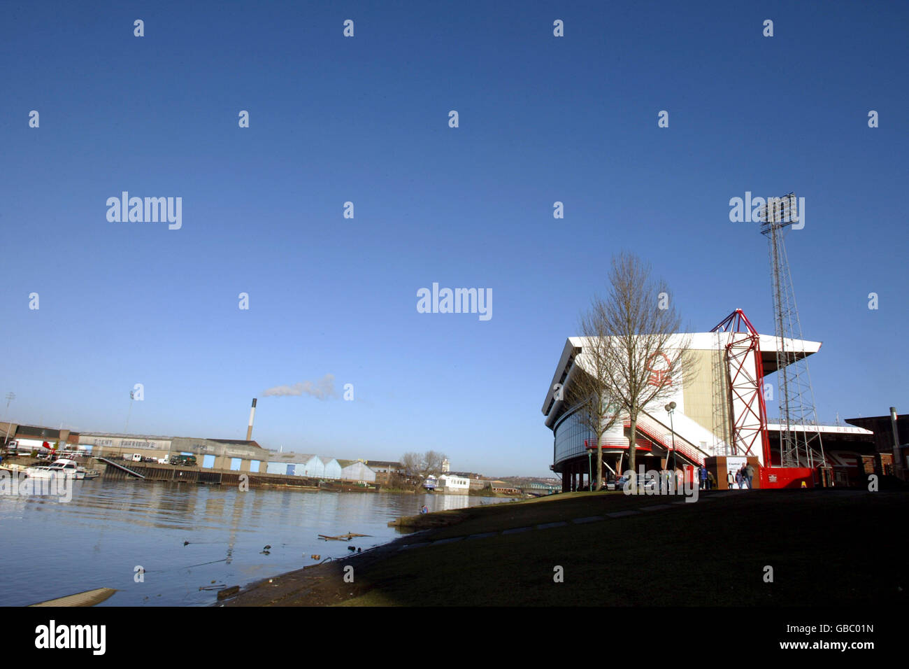 A general view of the outside to the City Ground, home of Nottingham ...