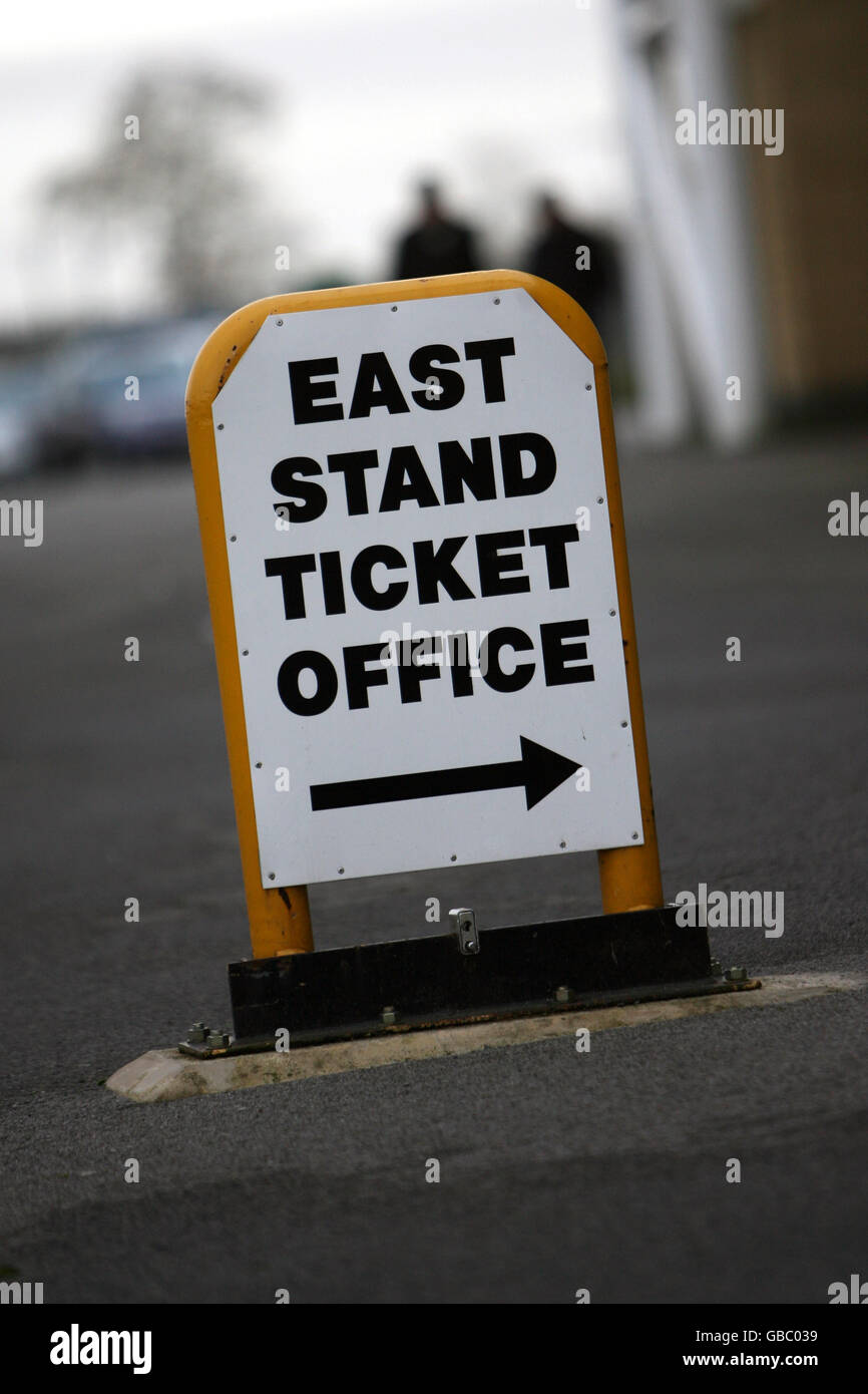 East stand ticket office sign at the darlington arena hi-res stock ...