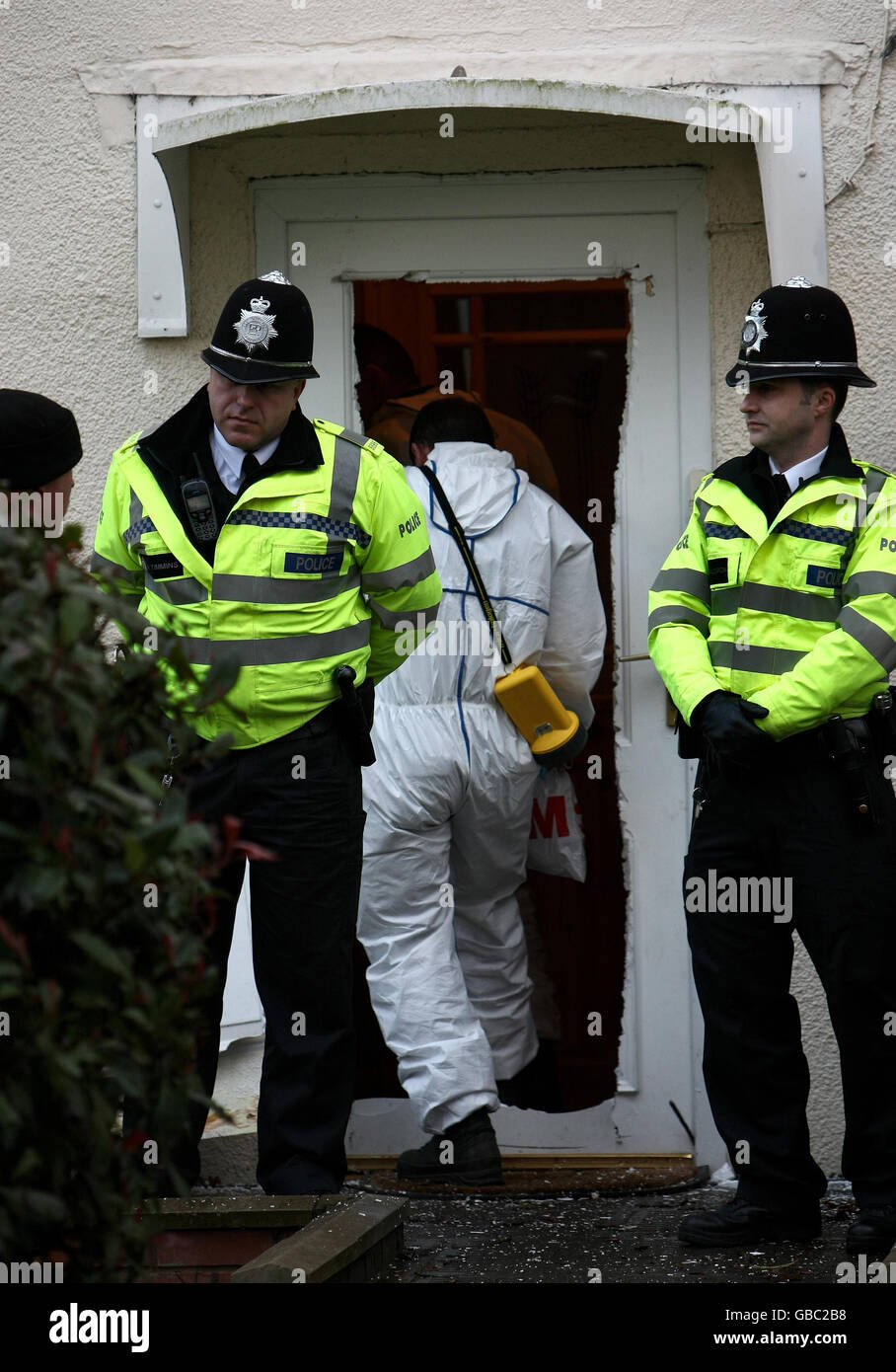 Police forensic officers at a house in Shirley, Birmingham, after five ...