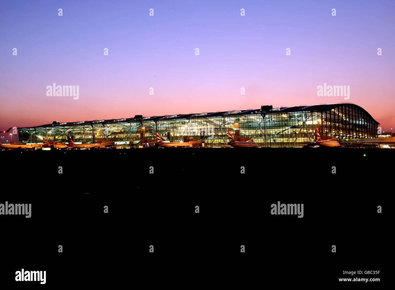Generic Picture of Terminal 5 at Heathrow Airport at night time taken ...