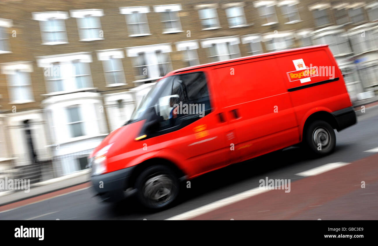 A postal van enters the Royal Mail Mount Pleasant Sorting Office, in ...