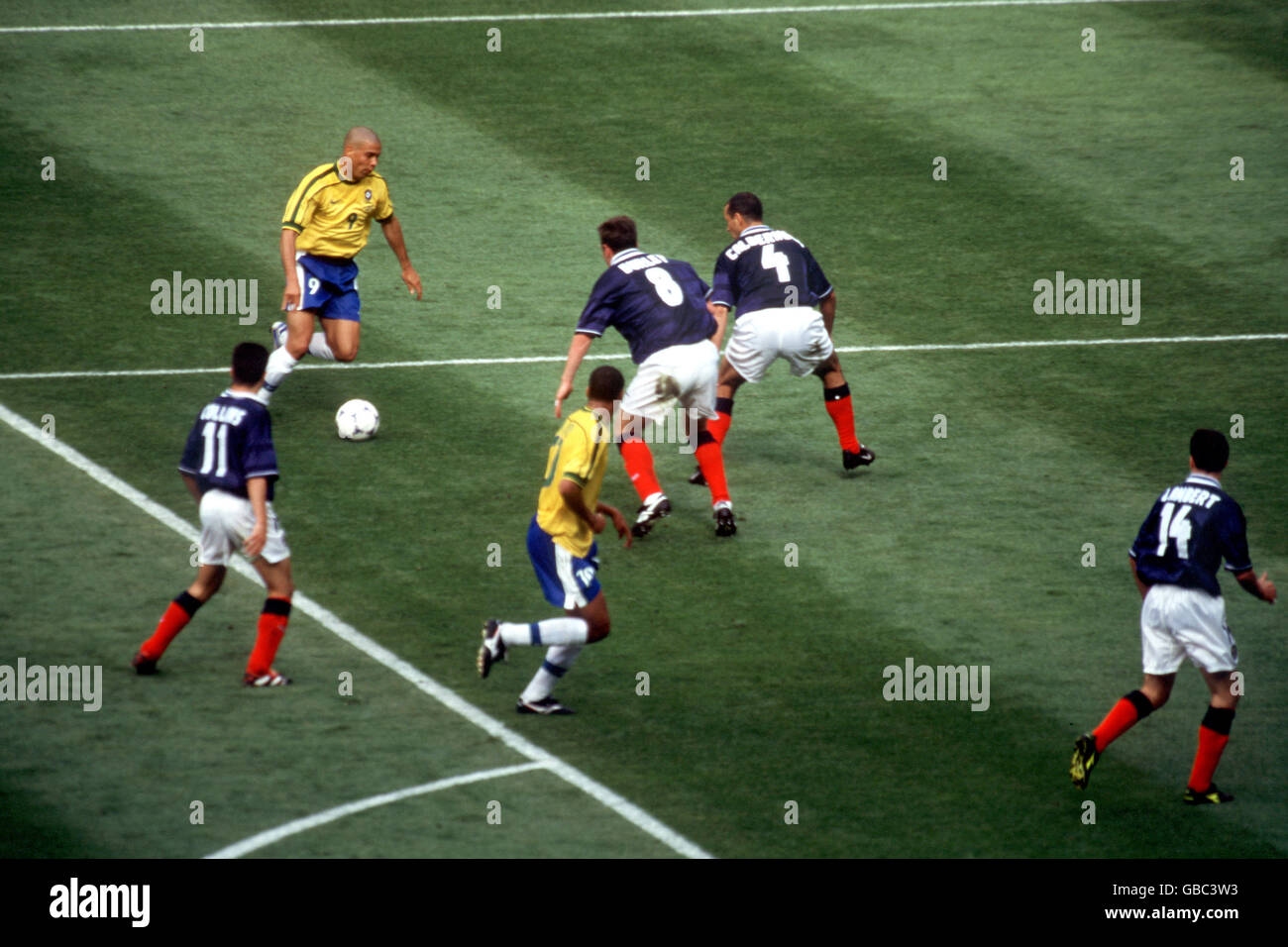 Soccer - World Cup France 98 - Group A - Brazil v Scotland. Brazil's ...
