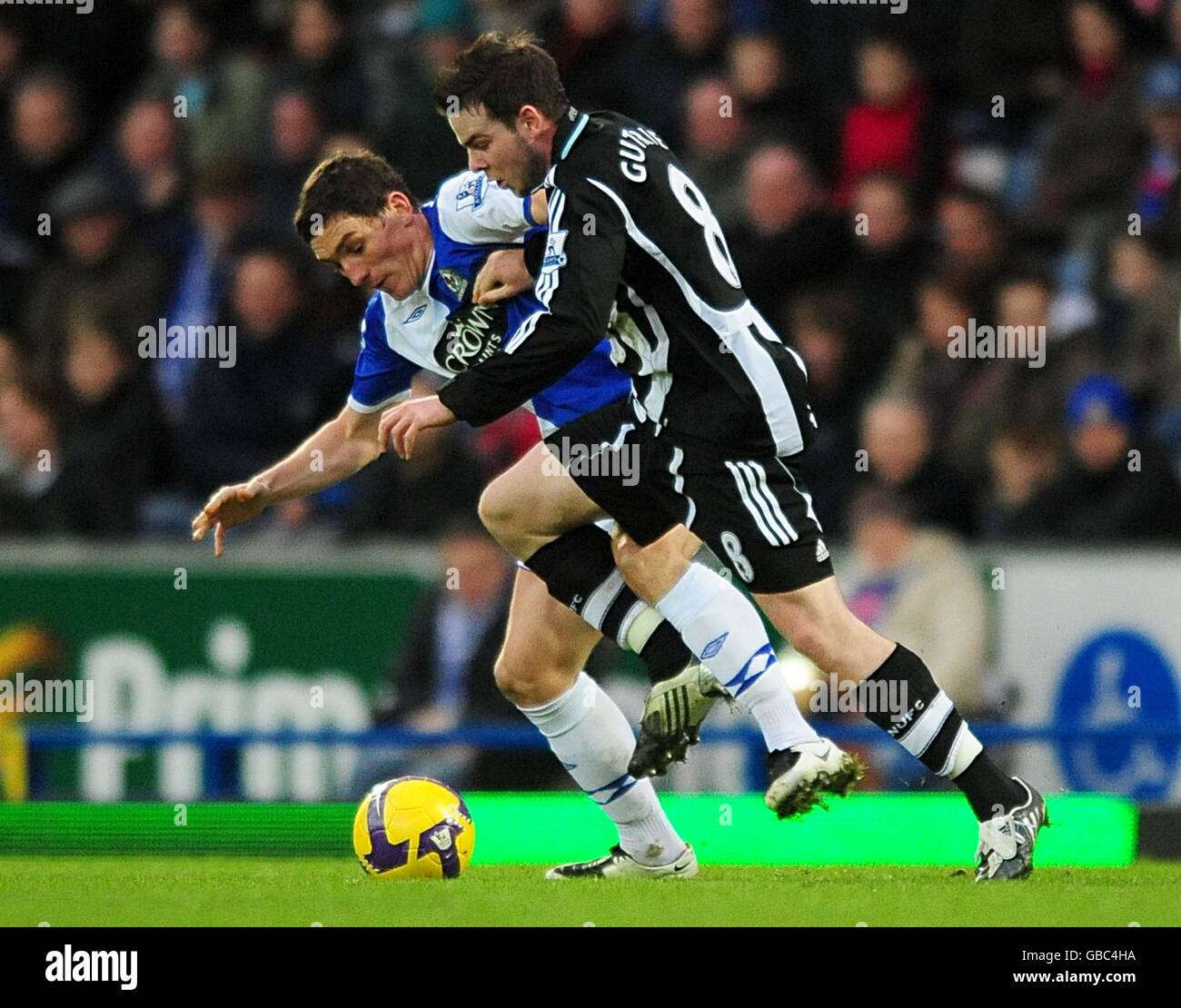 Newcastle United's Danny Guthrie fouls Blackburn Rovers' Keith Andrews ...